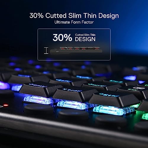 Redragon K619 Horus RGB Mechanical Keyboard, Ultra-Thin Designed Wired Gaming Keyboard w/Low Profile Keycaps, Dedicated Media Control & Clicky Blue Switches, Pro Software Supported