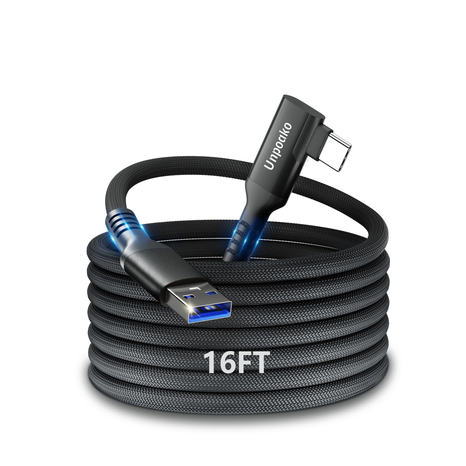 16FT Link Cable Compatible with Oculus/Meta Quest/Pico 4 Accessories and PC/Steam VR,USB 3.2 to USB C Data Transfer Cord, 5Gbps High Speed VR Cable PC for Headset and Gaming PC,Black