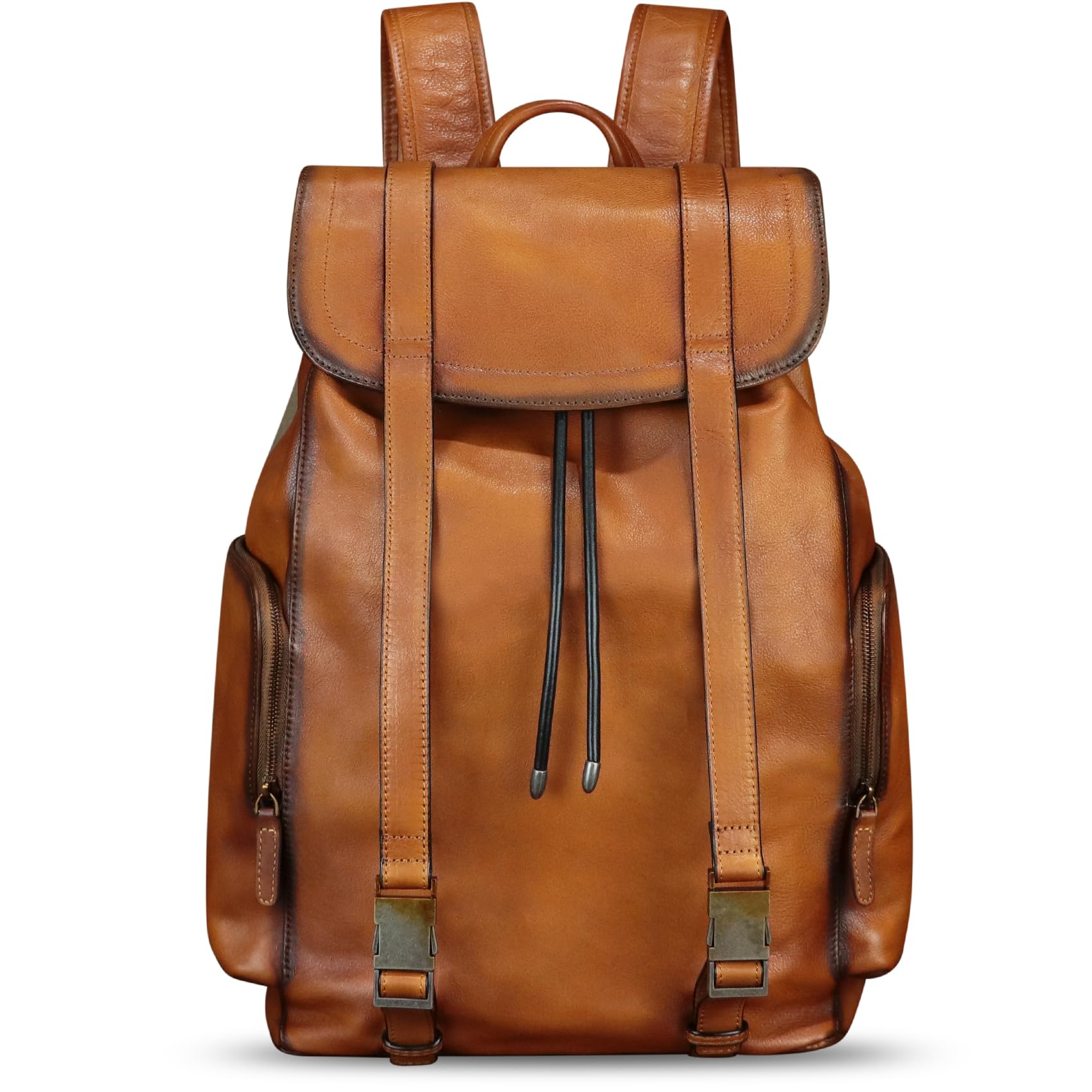 IVTG Genuine Leather Large Backpack for Men and Women Knapsack purse Rucksack Fashion Daypack High Capacity for Travel (Brown)