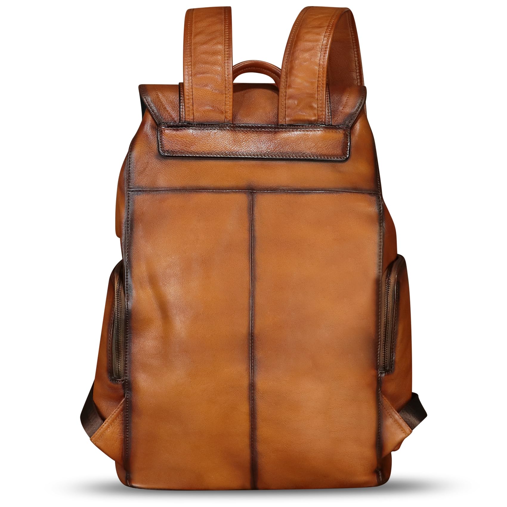 IVTG Genuine Leather Large Backpack for Men and Women Knapsack purse Rucksack Fashion Daypack High Capacity for Travel (Brown)