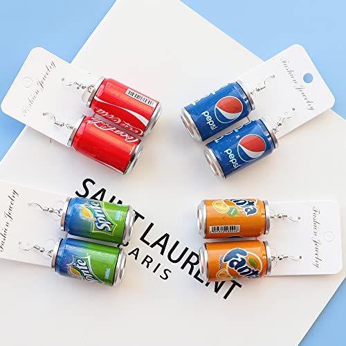 3D Mini Simulation Beer Bottle Earrings Drinks Bottle Drop Dangle Earrings Mug Can Earrings Creative Party Jewelry for Unisex-Fanta