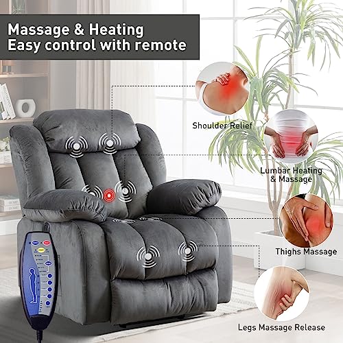 Phoenix Home Overstuffed Power Lift Recliner, Light Grey