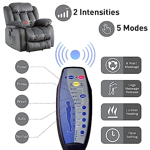 Phoenix Home Overstuffed Power Lift Recliner, Light Grey