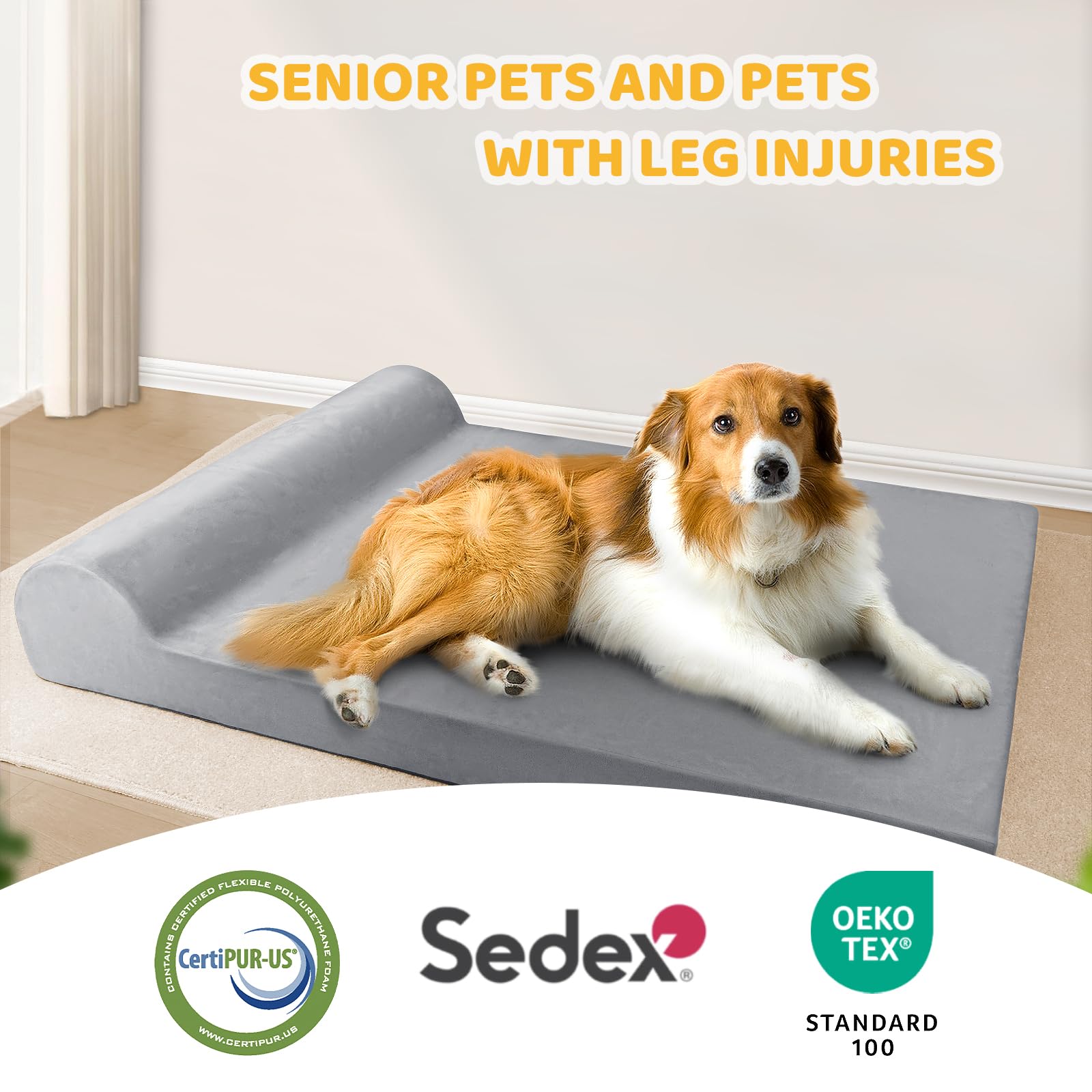 DREAMANIA Orthopedic Dog Bed for Medium, Large and Extra Large Dogs, Luxury Foam Pet Bed Mat with Durable Removable Cover, Non-Slip Bottom, Machine Washable (XXL(50.2"x36.6"x3.7"))
