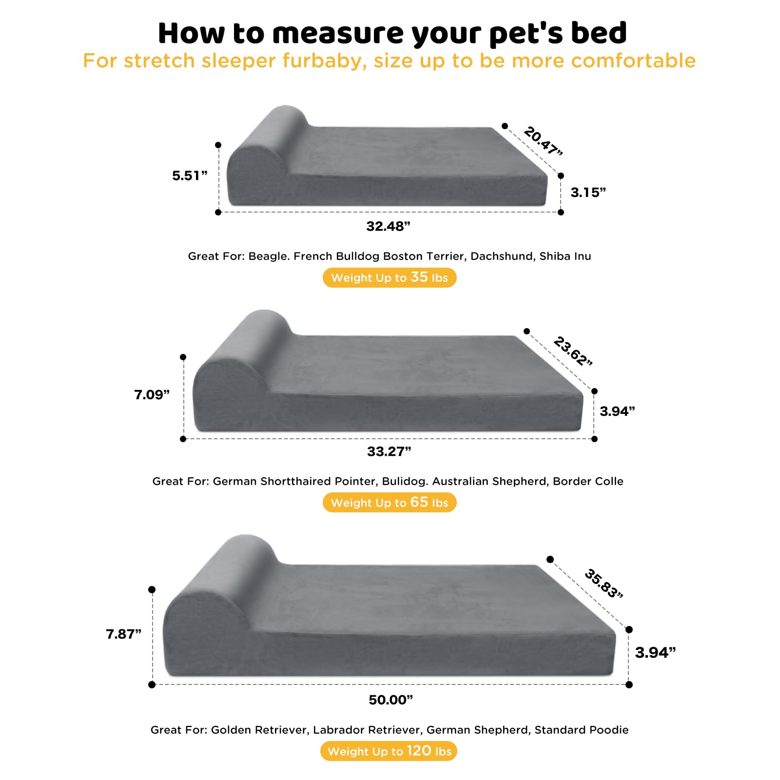 DREAMANIA Orthopedic Dog Bed for Medium, Large and Extra Large Dogs, Luxury Foam Pet Bed Mat with Durable Removable Cover, Non-Slip Bottom, Machine Washable (XXL(50.2"x36.6"x3.7"))
