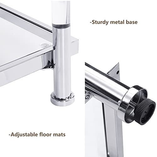 Sybrioka Glass Console Tables for Entryway, Acrylic Chrome Silver Sofa Side Table Metal Leg, Long Narrow Entryway Table for Small Space Hallway Living Room (Silver, Entryway Table)