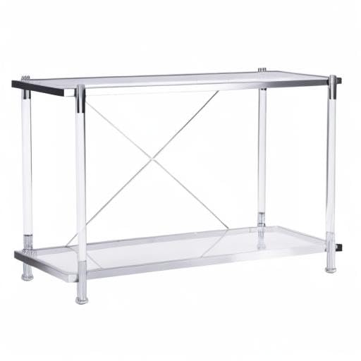 Sybrioka Glass Console Tables for Entryway, Acrylic Chrome Silver Sofa Side Table Metal Leg, Long Narrow Entryway Table for Small Space Hallway Living Room (Silver, Entryway Table)