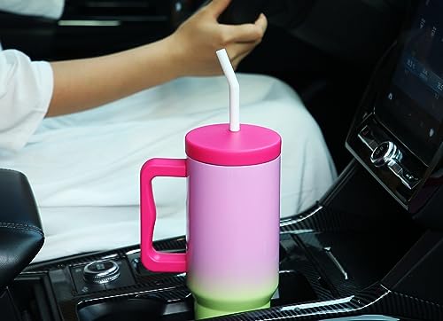 Murmioo 40OZ Tumbler with Handle and Straw,Insulated Leak Proof Double Walled Stainless Steel Travel Mug,Reusable Water Bottle Cup,Maintains Cold, Heat, and Ice for Hours(Rose green gradient)