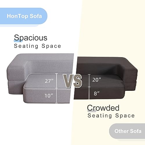 HonTop 10 Inch Folding Sofa Bed Memory Foam Couch Floor Modern Futon Sofa Bed, Full Sleeper Chair Bed for Living Room Bedroom