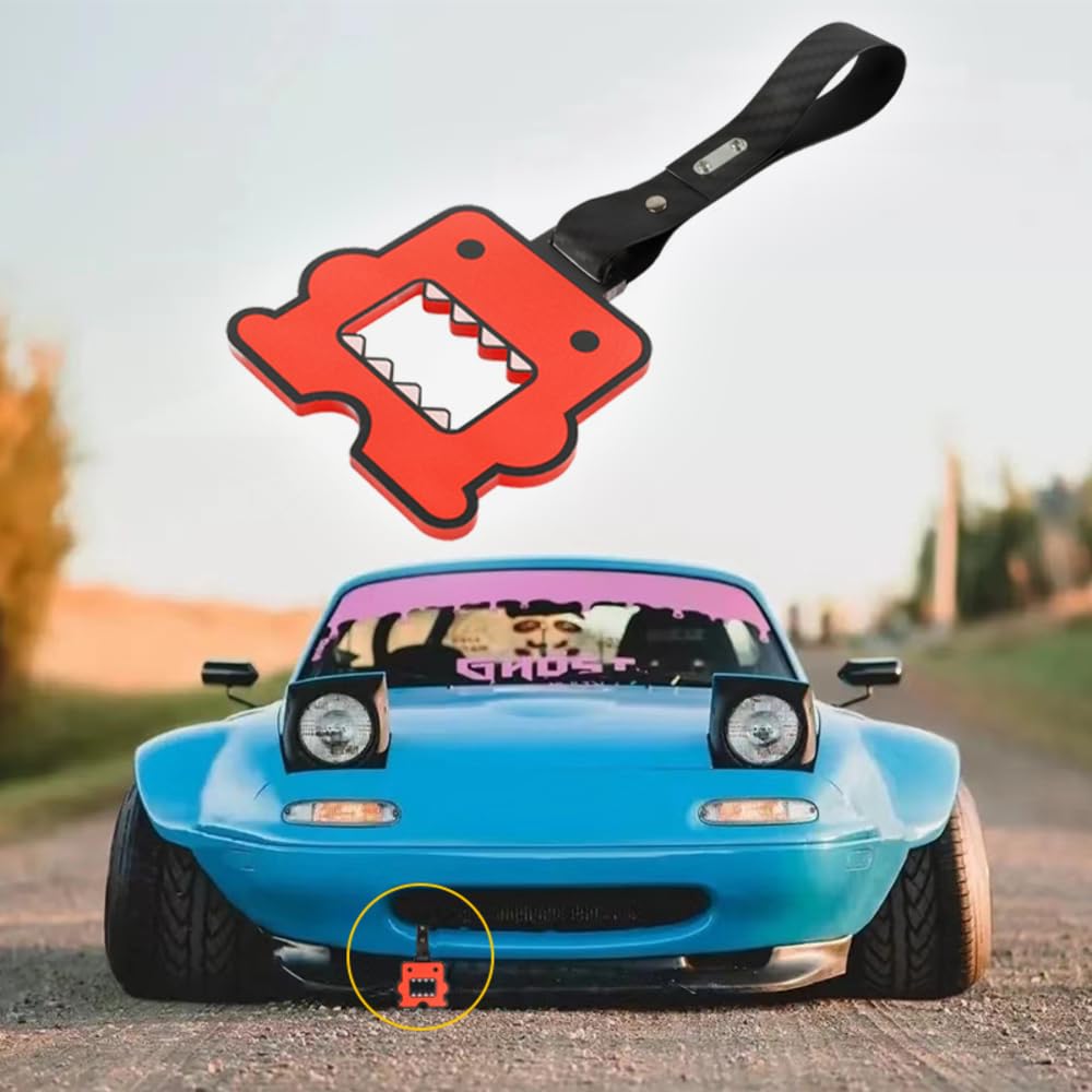 Q1-TECH, JDM Tsurikawa Ring Japanese Subway Train Bus Car Handle Cute Anime Cartoon Handle Hand Strap Rear Front Bumper Warning Rings Drift Charm Drift Car Accessory (Domo-ORCF)