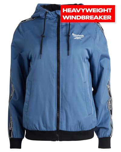 Reebok Women's Jacket - Weather Resistant Fleece Lined Windbreaker Jackets for Women โ Cozy Zip Up Hoodie Jacket (S-XL), Size Small, Hoops Blue