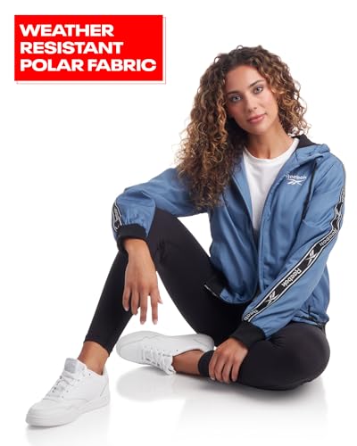 Reebok Women's Jacket - Weather Resistant Fleece Lined Windbreaker Jackets for Women โ Cozy Zip Up Hoodie Jacket (S-XL), Size Small, Hoops Blue