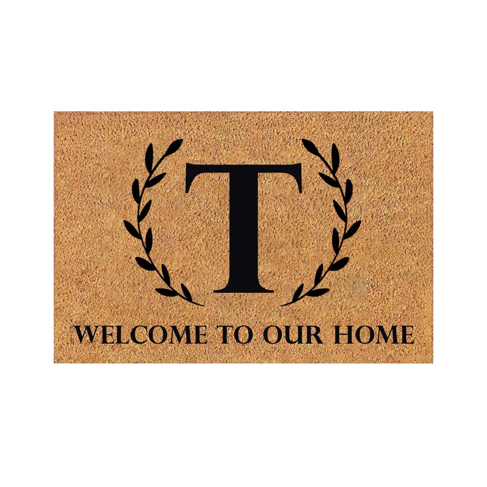 TUNKENCE Welcome Mats for Entry Outdoor Welcome Doormats Front Door Mat Inside Home Monogram Letter Door Mat Initial Carpet Summer Welcome Doormat for Outdoor and Indoor uses, Home Decor, 16x24Inch