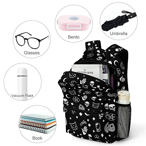Gothic Skull Backpack for School Adults Teens Goth Laptop Backpacks Book Bags for College Travel for Boys Girls, Men Women