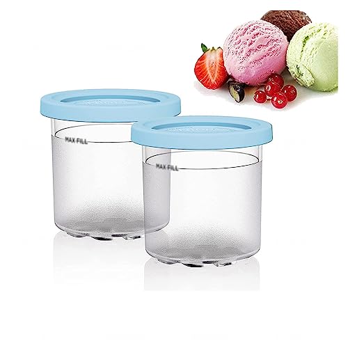 VRINO 2/4/6PCS Creami Pints, for Creami Ninja Ice Cream Deluxe,16 OZ Creami Pints Bpa-Free,Dishwasher Safe Compatible NC301 NC300 NC299AMZ Series Ice Cream Maker,Blue-4PCS