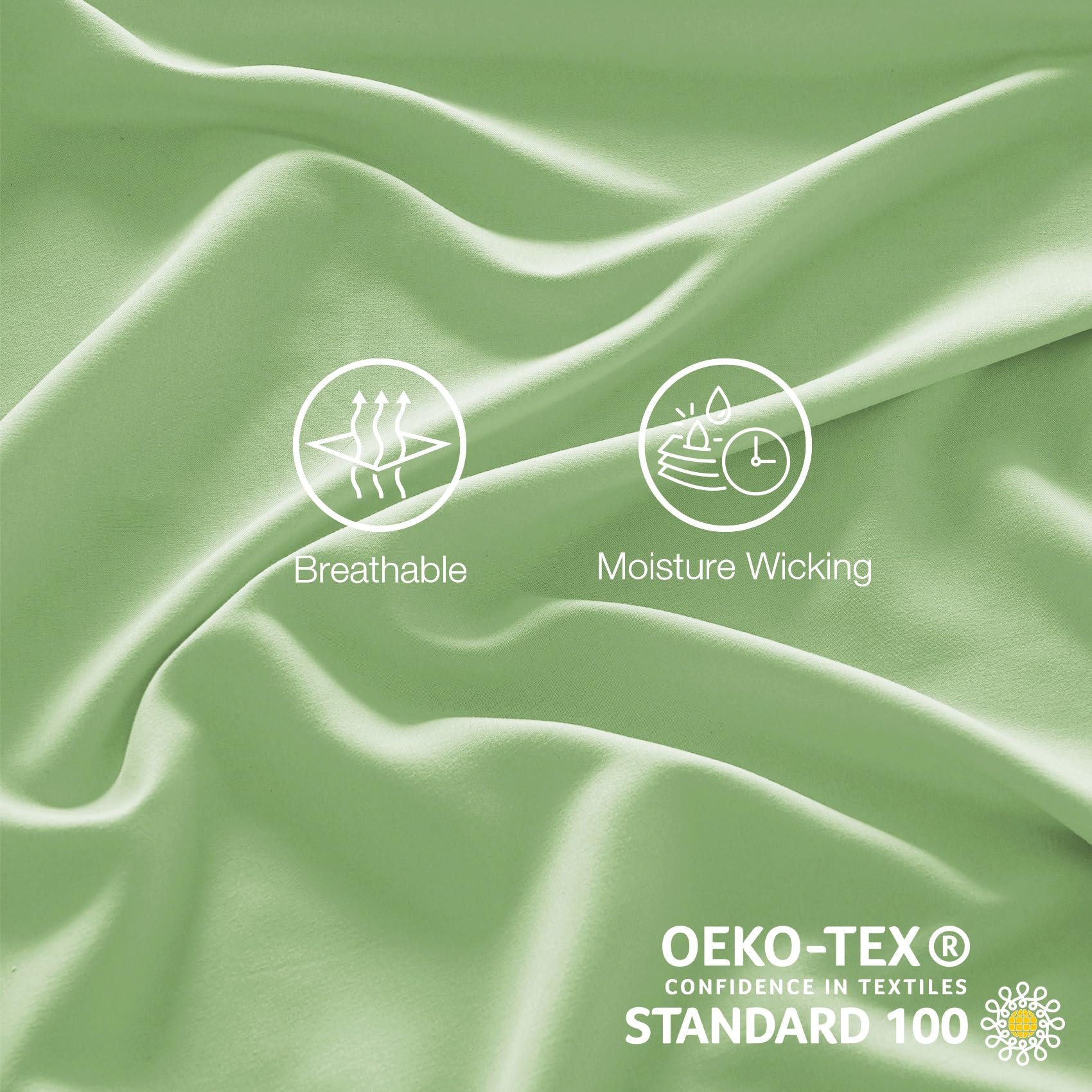 Sage Green Full Size Bed Sheet Sets-Deep Pocket Fitted Sheet & Pillowcase Sets-4 Piece Soft Cooling Microfiber Bedsheets for Double Bed