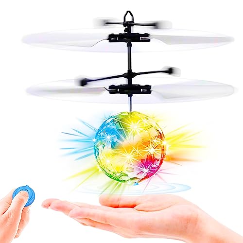 KPPIT Kids Flying Orb Ball, Upgraded Orbiter Flying Disco Ball Mini Drone Toy with Remote LED Hand Controlled Helicopter Games Indoor Outdoor Hover Ball Floating UFO Toys for Boys Girls