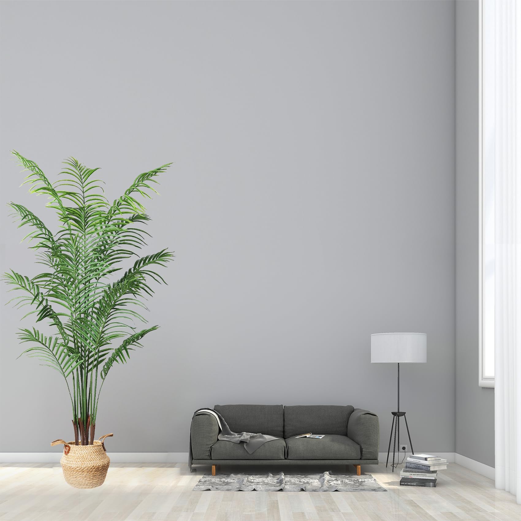 6ft Artificial Palm Plant, Pre-Potted Artificial Plant with Realistic Moss, Built-in Metal Wire, Using Injection molding Technology, Housewarming Gift, Office Home Decoration 2 pc
