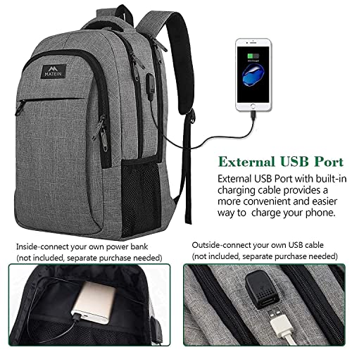 MATEIN Travel Laptop Backpack &Electronics Travel Organizer Bundle| Anti Theft Durable Laptops Backpack School Computer Bag &Waterproof Electronic Accessories Case Double Layer Cable Storage Bag