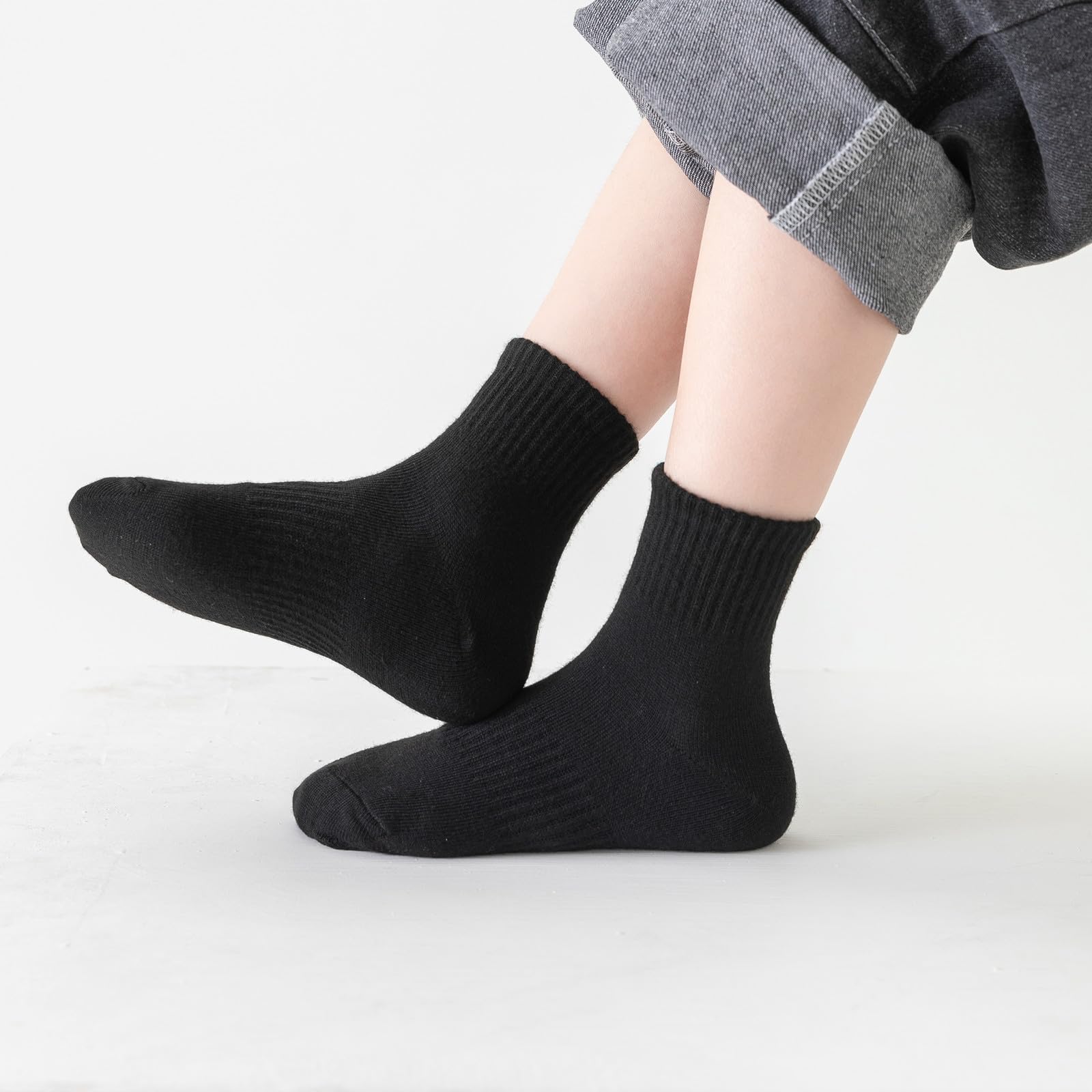 BISOUSOX Boys Socks 10-12 Years Old White School Dress Socks 6-8 8-10 Kids Athletic Socks Christmas Gift