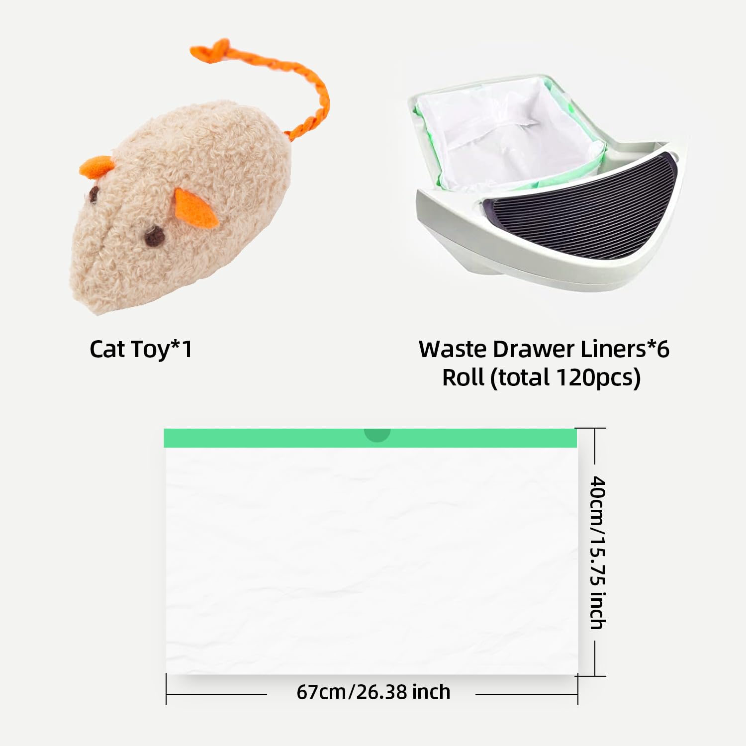 KropBom 120 Count Waste Drawer Liners Bags Compatible with Litter Box Robot 4 and 3, Thick Self-cleaning Cat Litter Box Liners refill with Drawstring Heavy Duty 10-12 Gallons of Capacity