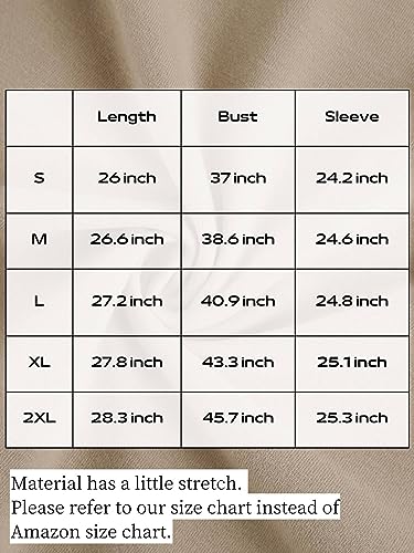Langwyqu Women's Casual Long Sleeve Sweatshirts V Neck Loose Fit Solid Color Work Pullover Shirt Tops Khaki