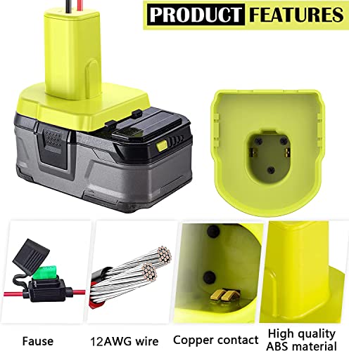 Power Adapter Wheel Compatible with Ryobi 18V Battery with 30A Fuse & Wire terminals, Power Connector for Rc Car, 12 Gauge Robotics, Rc Truck, DIY, Work