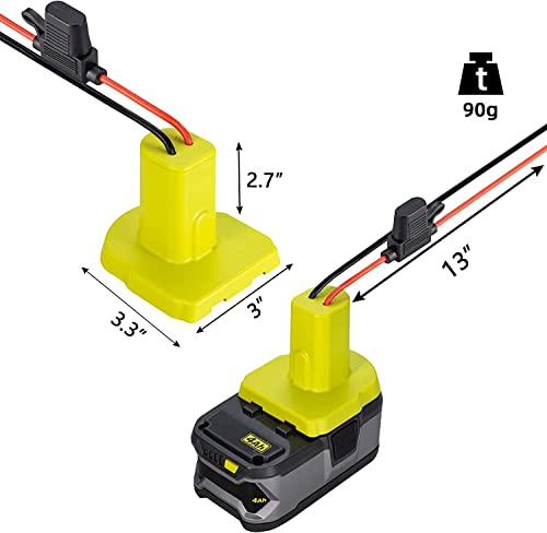 Power Adapter Wheel Compatible with Ryobi 18V Battery with 30A Fuse & Wire terminals, Power Connector for Rc Car, 12 Gauge Robotics, Rc Truck, DIY, Work