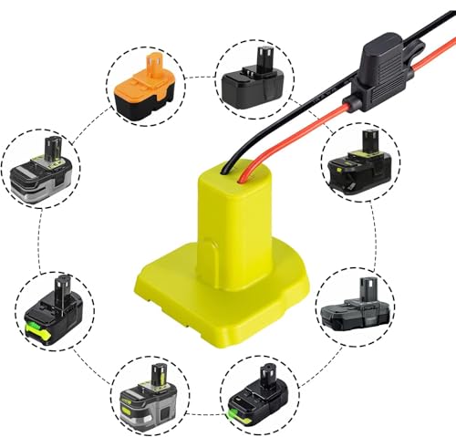 Power Adapter Wheel Compatible with Ryobi 18V Battery with 30A Fuse & Wire terminals, Power Connector for Rc Car, 12 Gauge Robotics, Rc Truck, DIY, Work