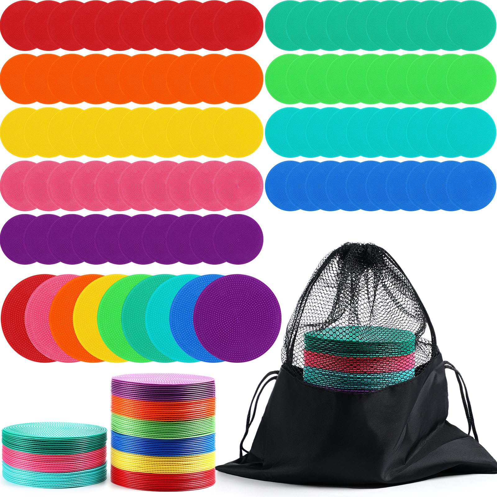 Tinideya 90 Pcs Poly Spot Markers 4.72 Inch Vinyl Poly Dots Non Slip Spot Marker for Gym Floor Marker Poly Spots for Gym Floor Soccer Basketball Speed Agility Training Classroom Org