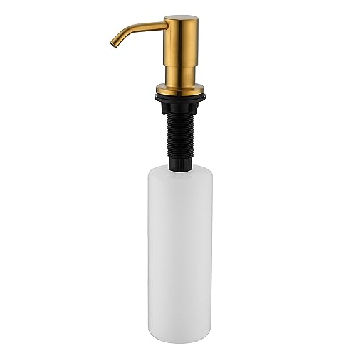 Soap Dispenser, Kitchen Soap Dispenser, Large Capacity 17 OZ Bottle, Stainless Steel Built in Soap Dispenser for Kitchen Sink, Brushed Gold
