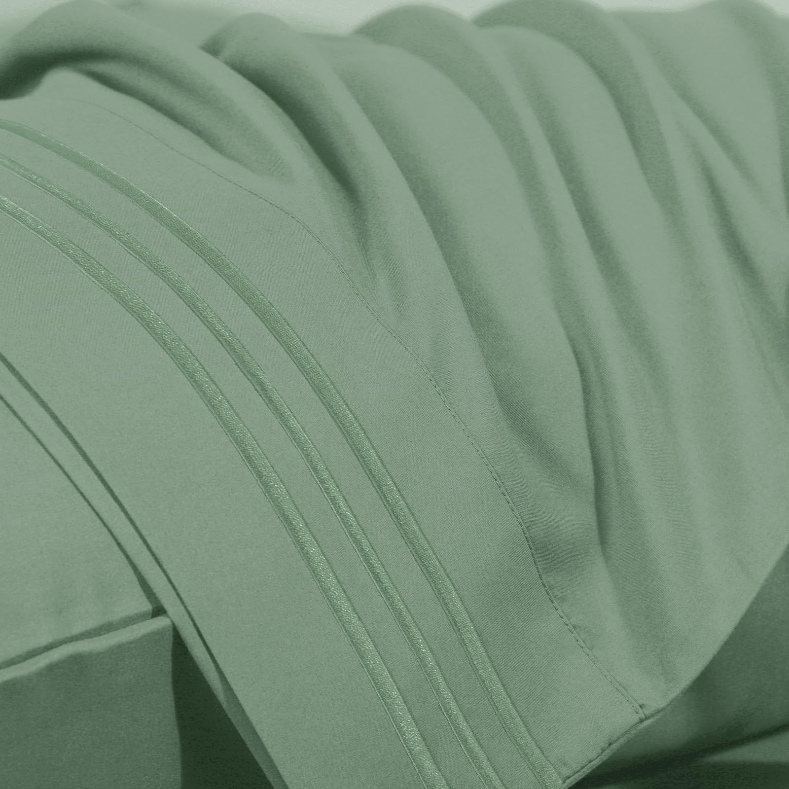 CozyLux Hotel Luxury Full Bed Sheets Set - 1800 Series 4-Piece Embroidered Microfiber Sheets, Double Brushed, 16" Deep Pocket, Soft and Wrinkle-Resistant, Sage Green