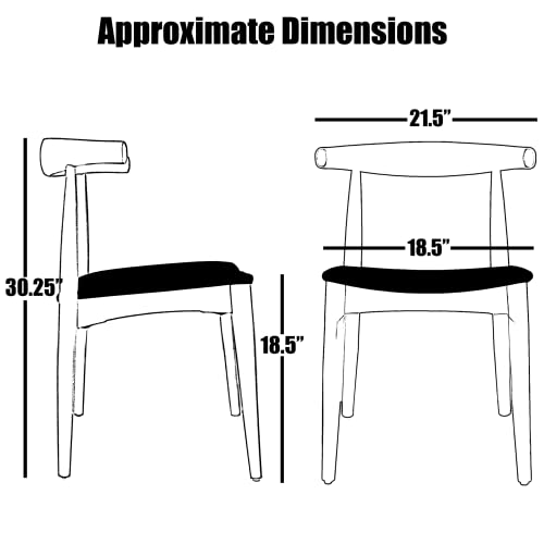 2xhome Set of 2 Solid Wooden Dining Chairs | Upholstered Beige Cloth Linen Cushioned Seat | Modern Farmhouse Elbow Side Chair | Home, Kitchen, Office, Meetings (Espresso-Beige Seat)