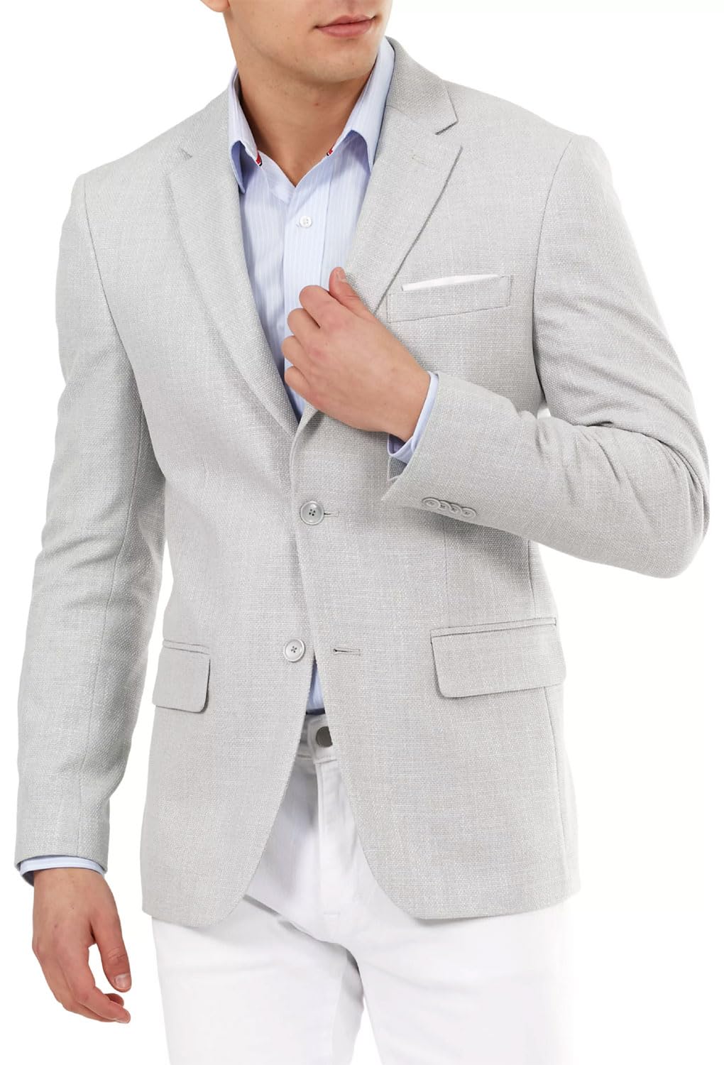 Tommy Hilfiger Mens Conrad Slim Fit Suit Separate Two-Button Blazer Gray 42R