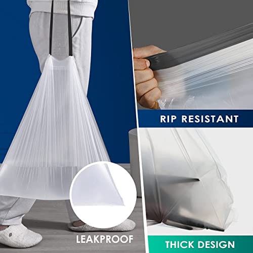 2.5 Gallon 120 Counts Small Strong Drawstring Trash Bags Garbage Bags by RayPard, Small Plastic Bags fit 7.5-9 Liter Trash Can for Home Office Kitchen Bathroom Bedroom, White Waste Basket Liners