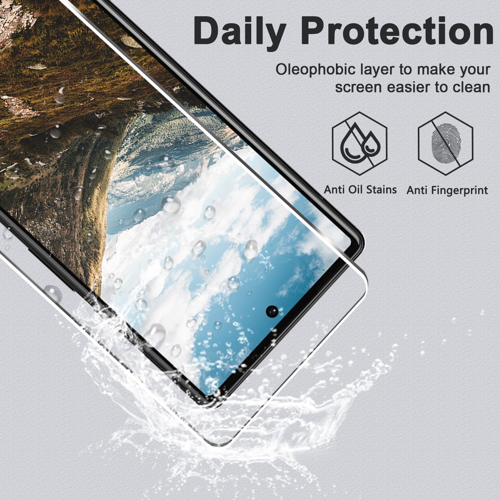 [3+3 Pack] Pixel 6 Screen Protector + Camera Lens Protector, HD Tempered Glass Film, Fingerprint Unlock, Anti-Scratch, Easy Installation, Bubble Free, 9H Glass Screen Protector for Google Pixel 6 5G