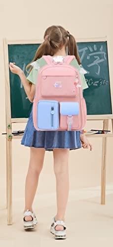 Kawaii Girls Backpack for School Aesthetic School Bag Bookbag for Elementary Students