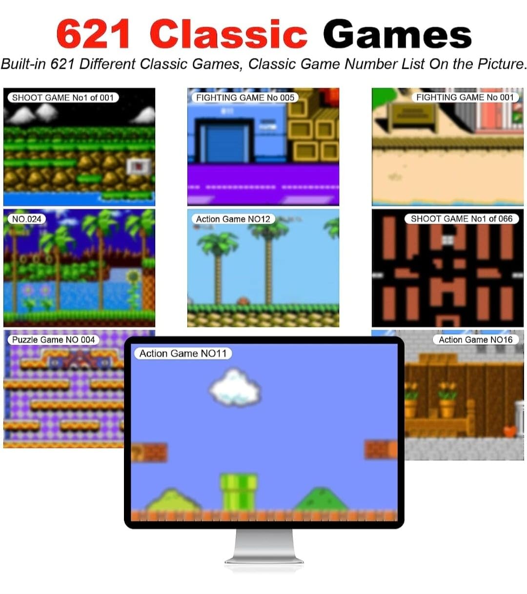 Mini Classic Retro Game Console: Video Games System HDMI 621 Games and 2 Handheld Controllers - Old Arcade Games Consoles Plug and Play Video Games for TV- Gift for Kids Boy Adults