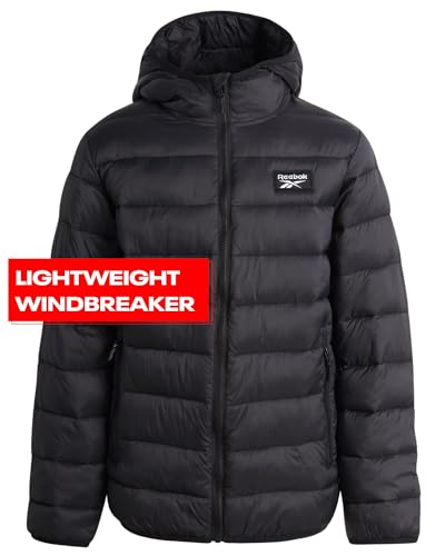 Reebok Boys’ Jacket – Water Resistant Midweight Quilted Puffer Coat – Insulated Outerwear Down Coat for Boys (4-20), Size 5-6, Black