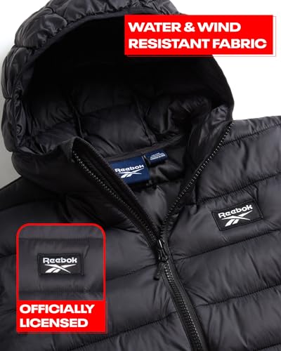 Reebok Boys’ Jacket – Water Resistant Midweight Quilted Puffer Coat – Insulated Outerwear Down Coat for Boys (4-20), Size 5-6, Black