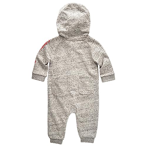 Carhartt Baby Girls' Long-Sleeve Hooded Zip-Up Footless Onesie, Ash Heather Light Grey, 18 Months