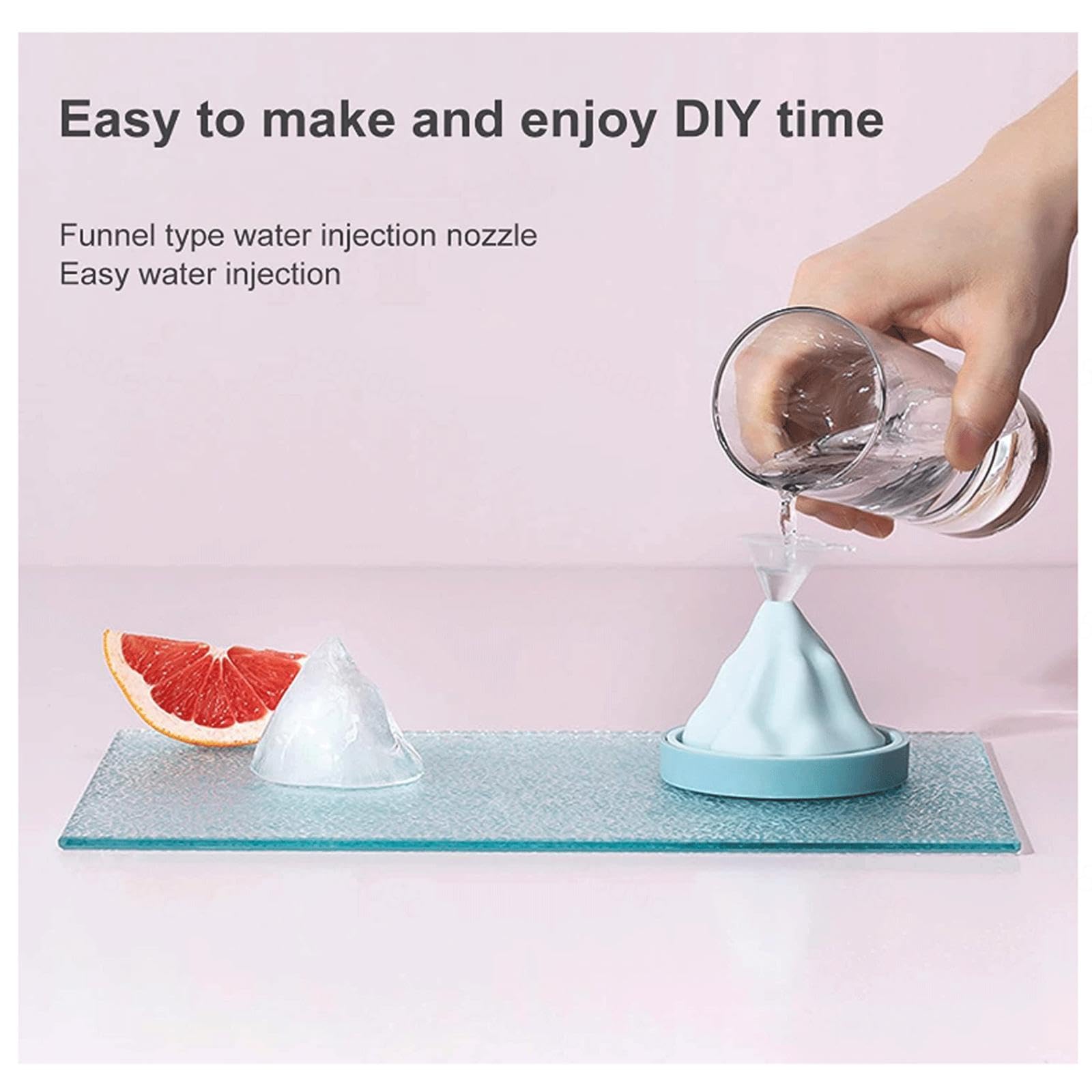 3D Snow Mountain Shape Fun Shapes Ice Molds - 3 Pieces Ice Ball Machine Molds, DIY Freezer Popsicle Molds with Funnel Easy to Release for Whiskey Cocktails Bourbon Jello Party Favors