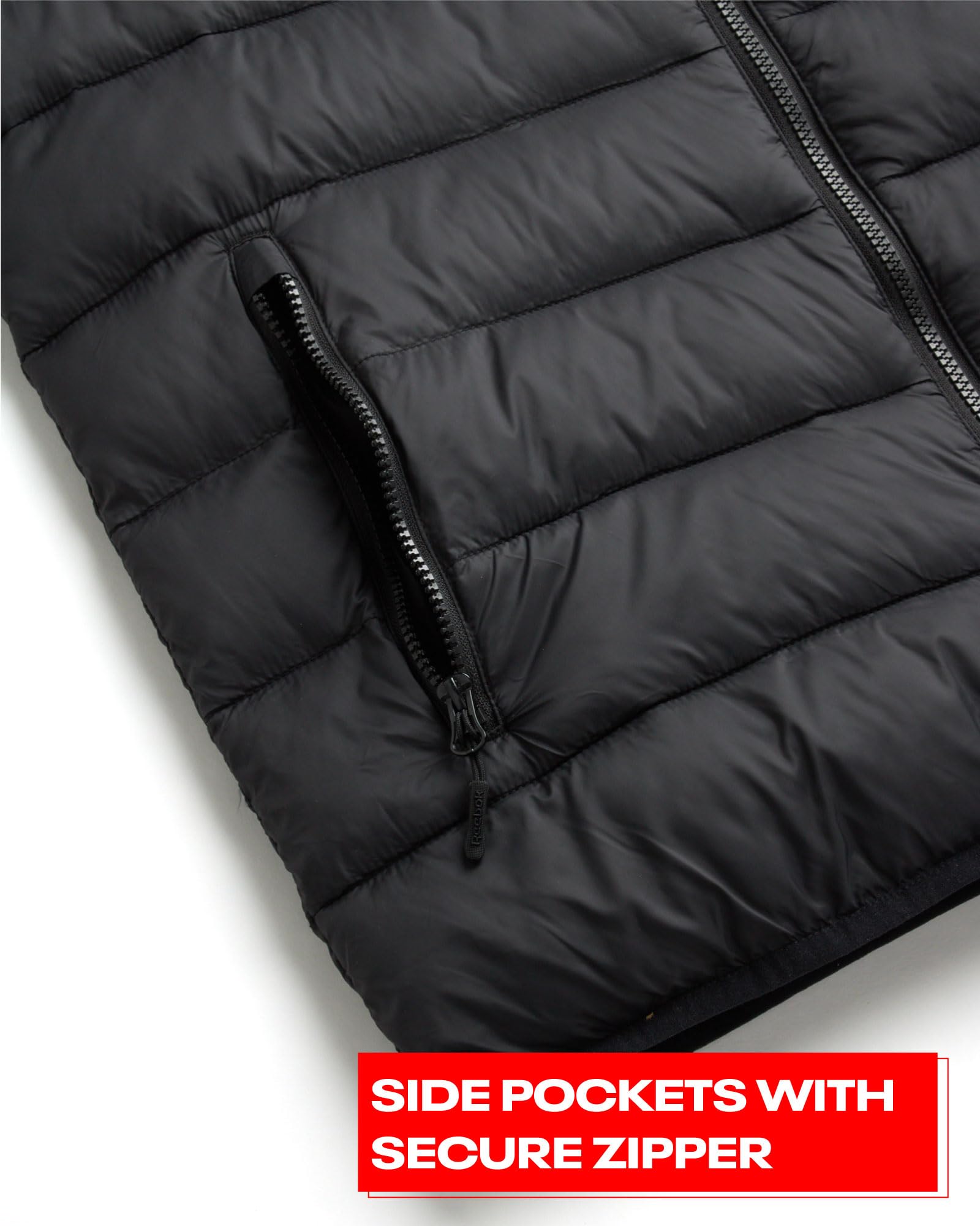 Reebok Men's Jacket β Lightweight Hooded Quilted Puffer Coat β Warm Insulated Winter Jacket for Men (S-4X), Size Large, Solid Black