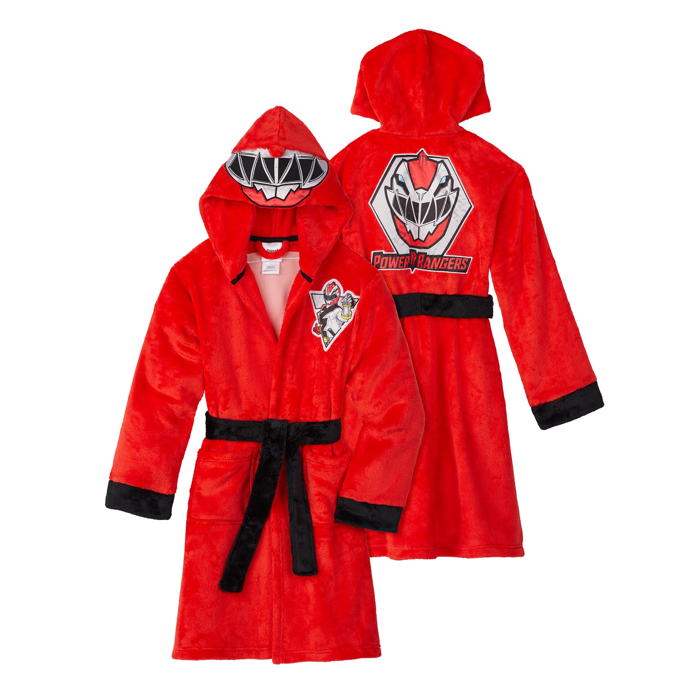 Power Rangers Little/Big Boy's Plush Fleece Robe (8, Red Ranger Dino Fury)