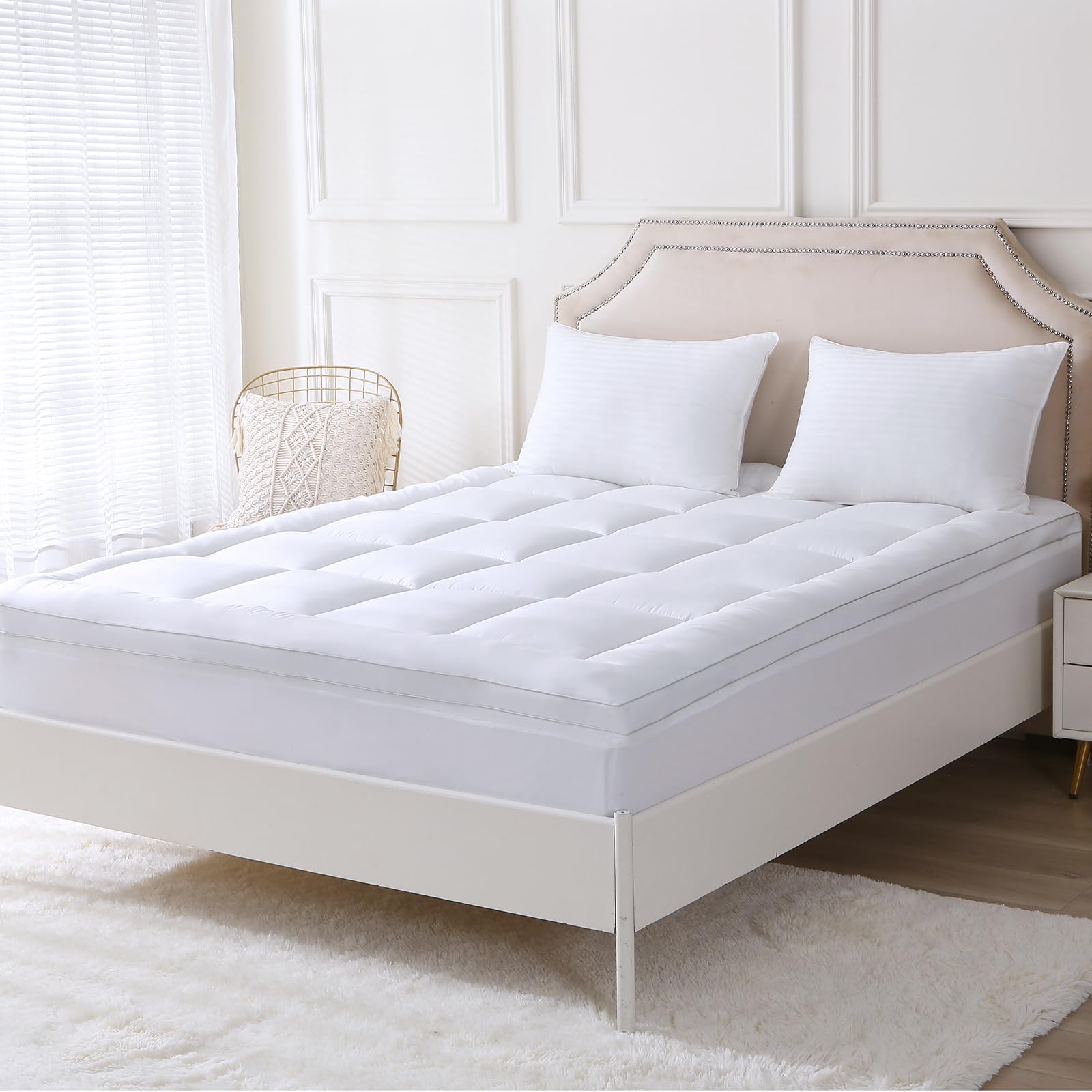 YUGYVOB Queen Mattress Topper - Cooling and Breathable Mattress Pad, Extra Thick Pillow Top Mattress Topper Queen with Down Alternative, 8-21 Inch Deep Pocket