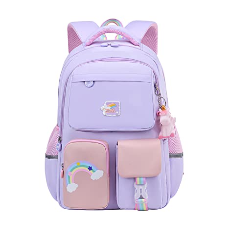 BUNDMAN Pruple Backpack, Kawaii Backpacks in for Teen Girls School Aesthetic Backpack with Cute Kawaii Backpack for school girls