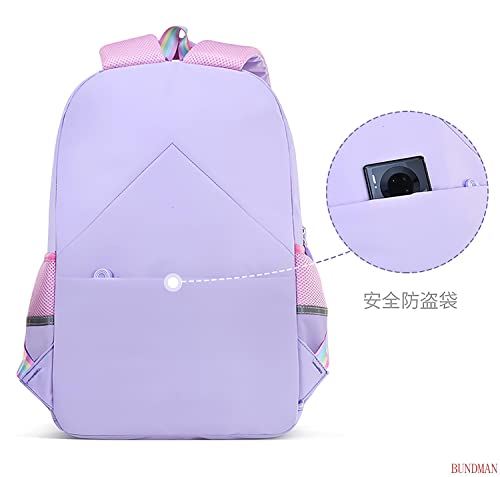BUNDMAN Pruple Backpack, Kawaii Backpacks in for Teen Girls School Aesthetic Backpack with Cute Kawaii Backpack for school girls