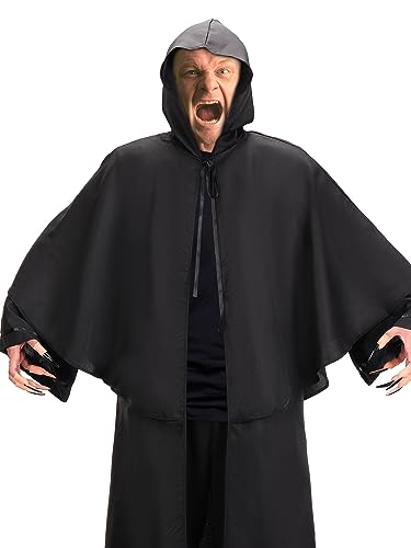 Ramede Halloween Wizard Costume with Black Capes Bald Cap Hairnet and False Nail Finger Tips for Holiday Cosplay Party Men (Large)