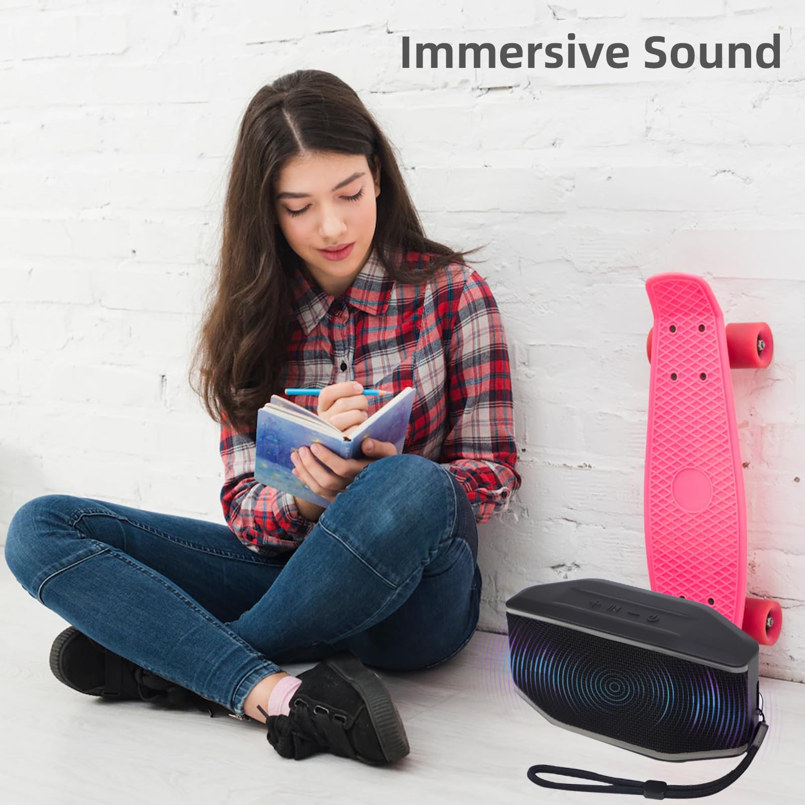 Bluetooth Speaker, Portable Bluetooth Speakers, IPX7 Waterproof Wireless Speaker with Colorful Flashing Lights, Stereo Sound, Deep Bass, TWS Dual Pairing, Built-in Mic, for Home, Party, Outdoor, Beach