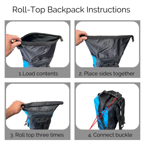 Malo’o Waterproof Heavy Duty Backpack - 30L - Roll-Top Dry Bag - Beach Bag - Backpacking Bag - Fishing Bag-Kayaking Bag